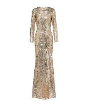 Elie Saab Embroidered Sequined Tulle Gown - Nude
