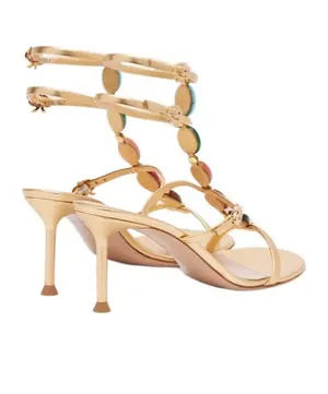 GIANVITO ROSSI Embellished Metallic Leather Sandals