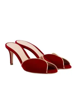 GIANVITO ROSSI Leather-trimmed Velvet Mules - Red