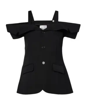 Comme Des Garçons Cutout Wool Top - Black