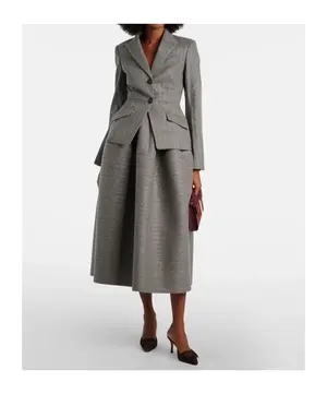Erdem Striped Wool And Mohair Flannel Midi Skirt