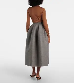 Erdem Striped Wool And Mohair Flannel Midi Skirt