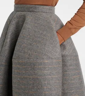 Erdem Striped Wool And Mohair Flannel Midi Skirt