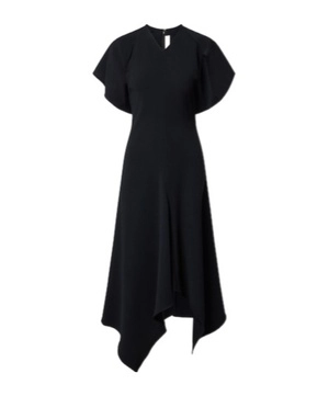 Victoria Beckham Asymmetric Draped Cady Midi Dress - Black