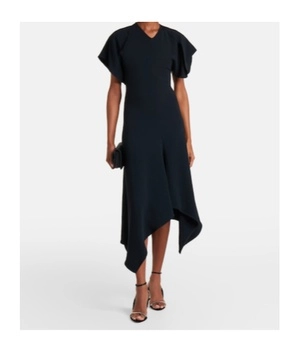 Victoria Beckham Asymmetric Draped Cady Midi Dress - Black