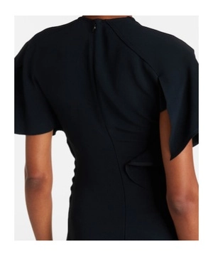 Victoria Beckham Asymmetric Draped Cady Midi Dress - Black