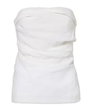 Tove Izel Draped Linen Top - White