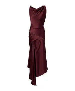 Victoria Beckham Asymmetrical Midi Dress - Wine Red