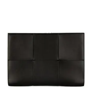 Bottega Veneta Logo Zipper Clutch - Black