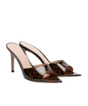 GIANVITO ROSSI Leopard Print High Heel Sandals - Brown