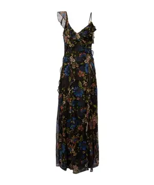 Veronica Beard Madeline Floral Ruffled Silk Maxi Dress - Black