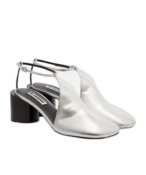 JIL SANDER Metallic Leather Pumps - White