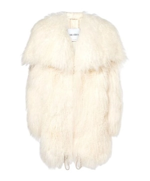 Attico Long Curly Fur Coat - White