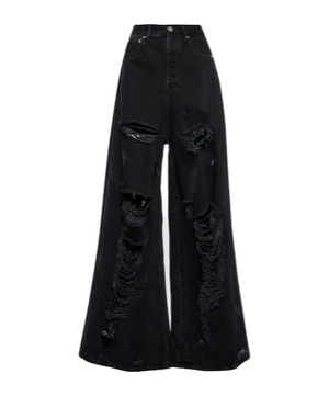 Vetements Distressed Wide-leg Jeans - Black
