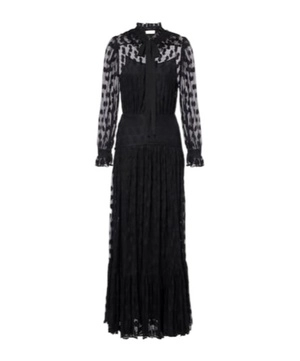 Ulla Johnson Dot Pattern Necktie Net Fabric Elongated Dress