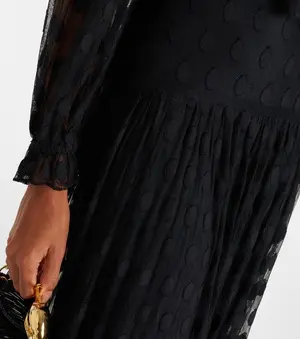 Ulla Johnson Dot Pattern Necktie Net Fabric Elongated Dress