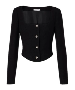 Alessandra Rich Wool-blend Twill Boucle Jacket - Black