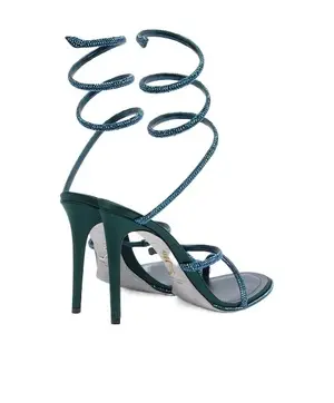 Rene Caovilla Embellished Satin Stiletto Sandals