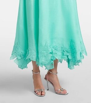 LEO Lin Elsie Tie-neck Linen Silk Maxi Dress