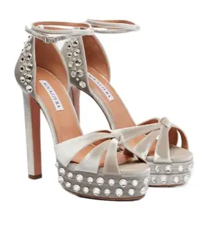 AQUAZZURA Velvet Platform Sandals - Nude