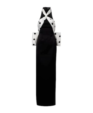 David Koma Polka-dot Halterneck Gown - Black