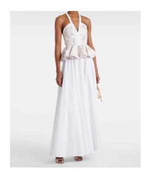 Giambattista Valli Floral Lace Gown With Ruffle Detail