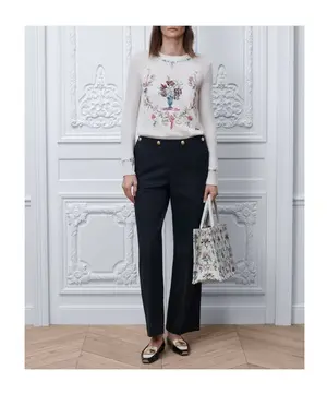 Dior Embroidered Fine Knit Sweater - White