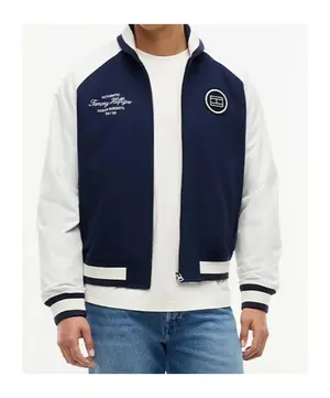 Tommy Hilfiger Interlock Knit Colour-blocked Relaxed Bomber Jacket