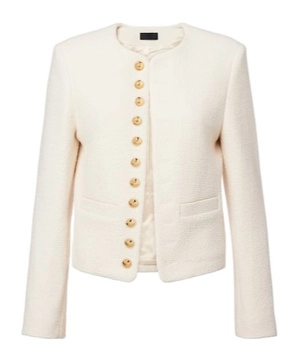NILI LOTAN Crew Neck Casual Jacket - White