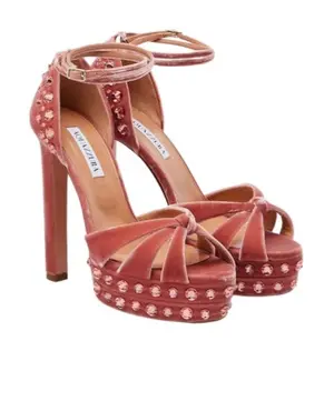 AQUAZZURA Velvet High-heel Sandals - Brown
