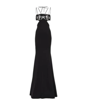 David Koma Embroidered Cutout Gown - Black