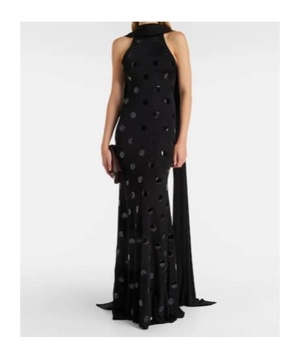 David Koma Embellished Scarf-detail Jersey Gown