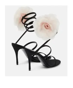 Magda Butrym Floral-appliqué Satin Sandals