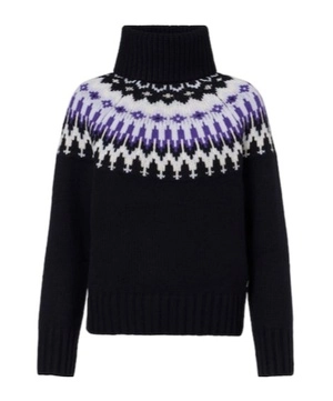 Bogner Ingrid Jacquard Cashmere Turtleneck Sweater - Black