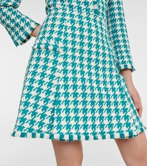 Oscar De La Renta Frayed Houndstooth Tweed Mini Skirt