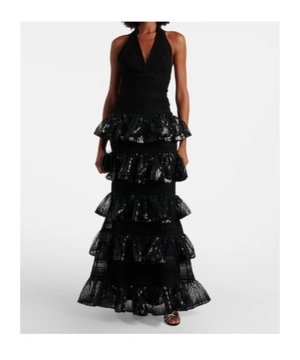 Elie Saab Sequined Macramé Gown