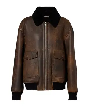 Nour Hammour Anton Shearling-lined Leather Bomber Jacket - Brown