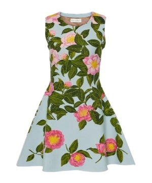 Oscar De La Renta Printed Minidress - Green