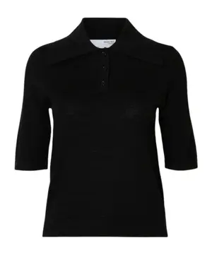 SELECTED Knitted Polo Shirt - Black