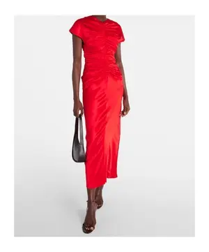 Tove Aubree Ruched Silk Midi Dress