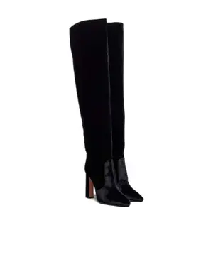 AQUAZZURA Handmade Suede Tall Boots - Black