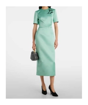 Erdem Floral Embellished Belted Duchesse Satin Midi Dress