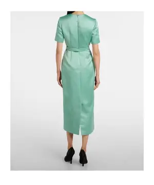 Erdem Floral Embellished Belted Duchesse Satin Midi Dress