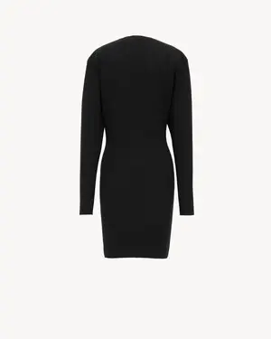 Saint Laurent Long-sleeved Crew Neck Dress