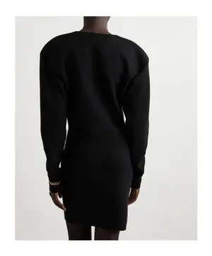 Saint Laurent Long-sleeved Crew Neck Dress