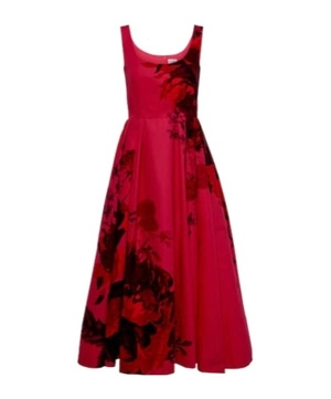 Erdem Floral Cotton Faille Maxi Dress - Red