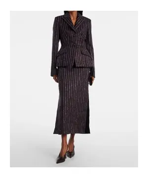 Erdem Pinstripe Wool And Mohair Pencil Skirt