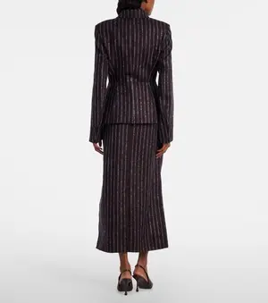 Erdem Pinstripe Wool And Mohair Pencil Skirt