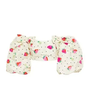 Alessandra Rich Printed Silk Crop Top - White