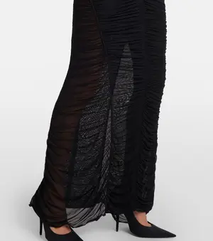 MUGLER Pleated Back Mesh Dress
